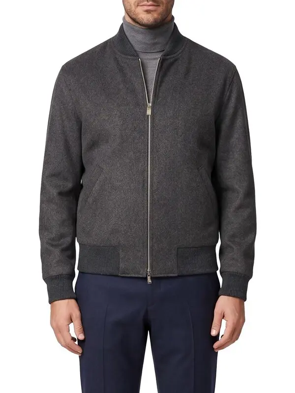 LARDINI Pure Virgin Wool Bomber Jacket - Grey