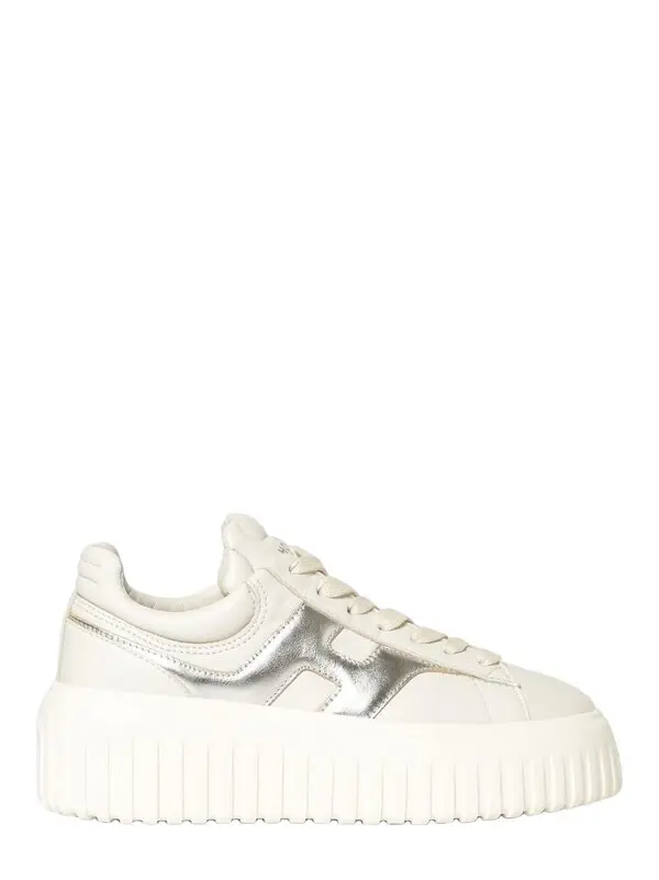 Hogan Leather Platform Sneakers With Laminated Details - Grey