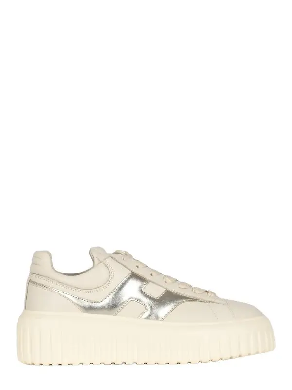 Hogan Leather Platform Sneakers With Laminated Details - White