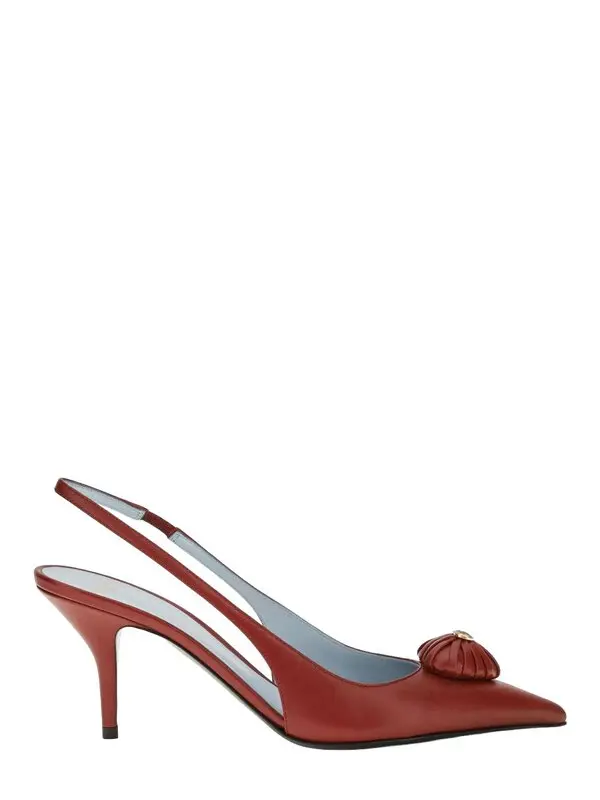 Valentino Garavani Coeur Royal Leather Slingbacks With Vlogo Signature - Red