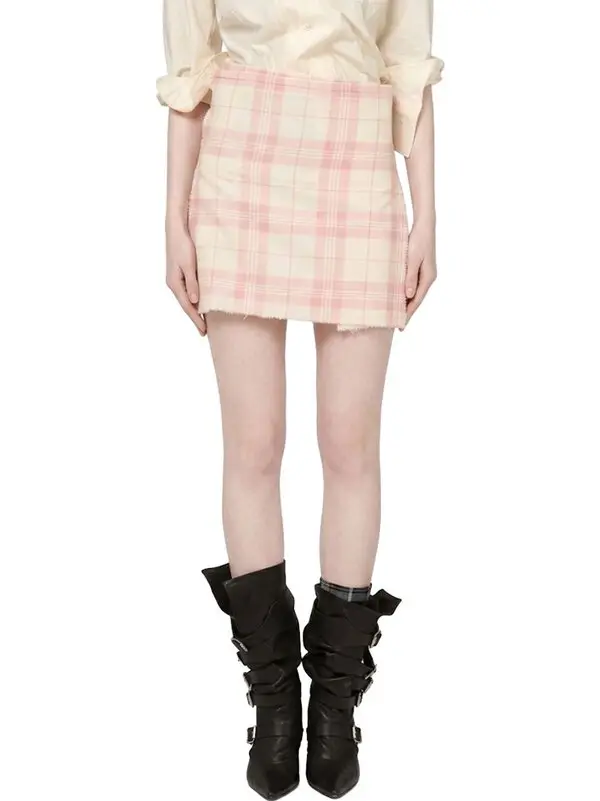 VIVIENNE WESTWOOD Pleated Check Wool-blend Mini Skirt - Pink