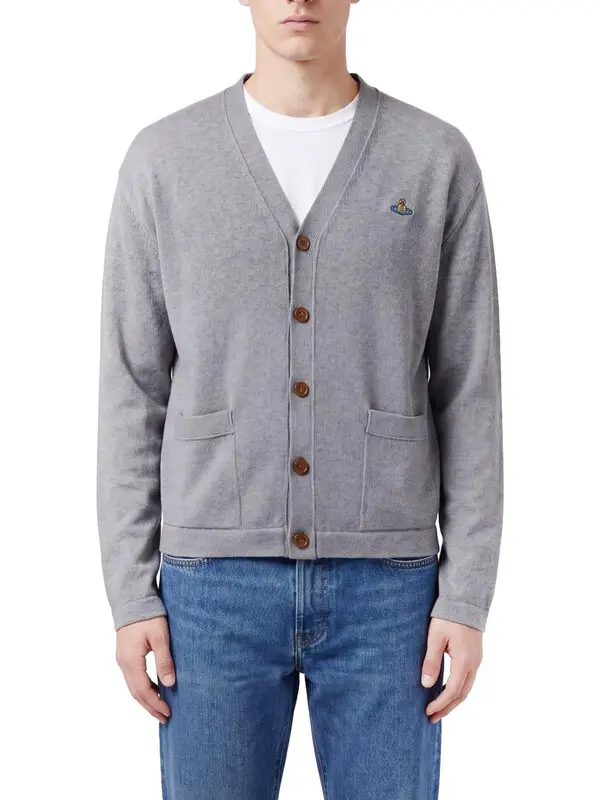 VIVIENNE WESTWOOD Orb Logo Cotton And Cashmere Cardigan - Grey