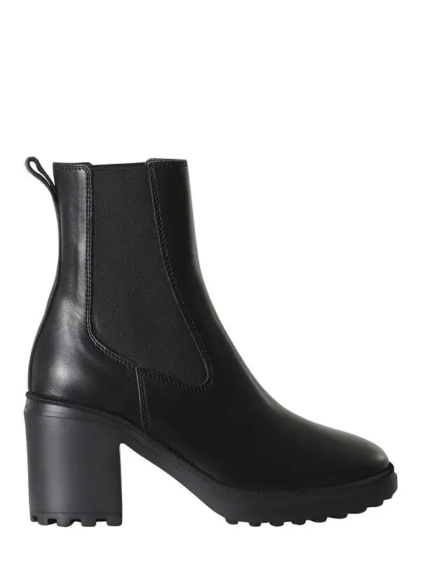 Hogan H724 Leather Chelsea Boots With Elasticated Ankle And Notched Sole - Black