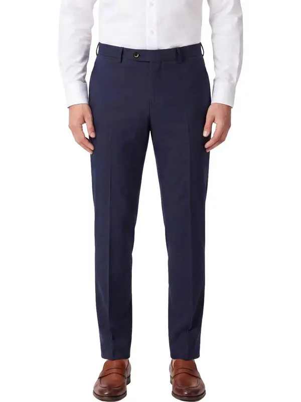 PT TORINO Slim Fit Cotton And Silk Tailored Trousers - Blue