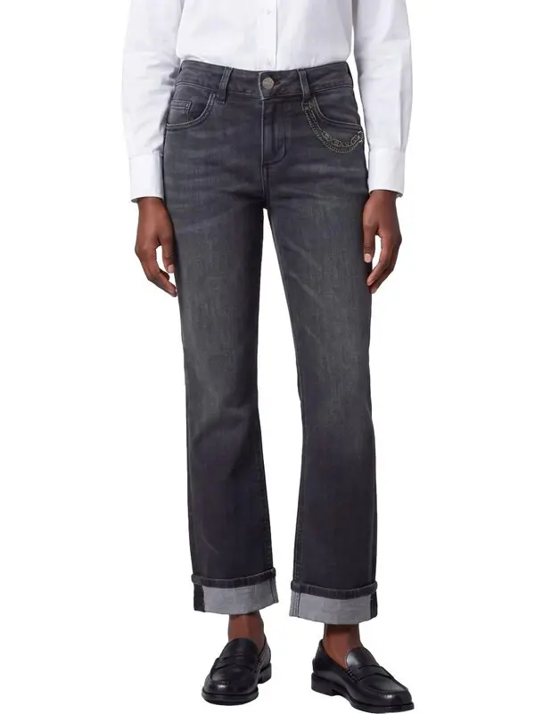 Liu Jo Mid-rise Flared Denim Jeans With Turn-up Hems - Black