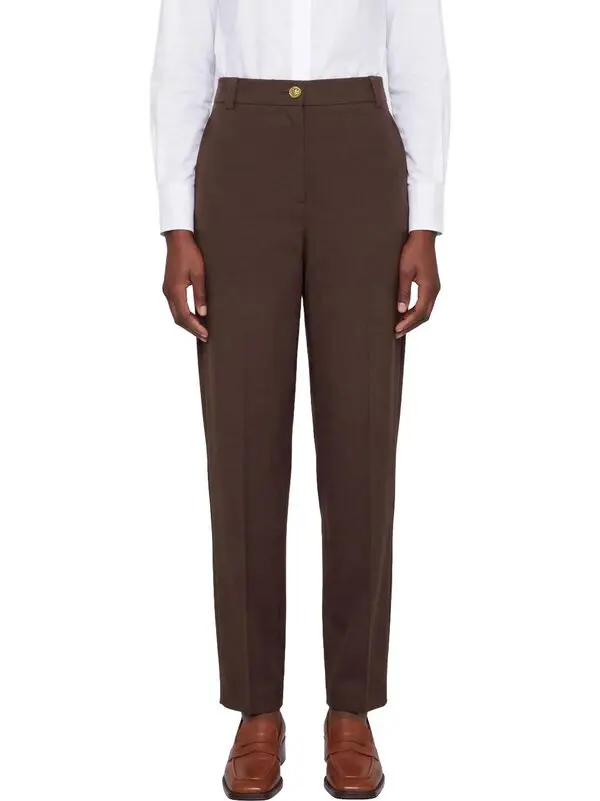 Pinko Slim Fit Skinny Wool Blend Mid-rise Pants - Brown