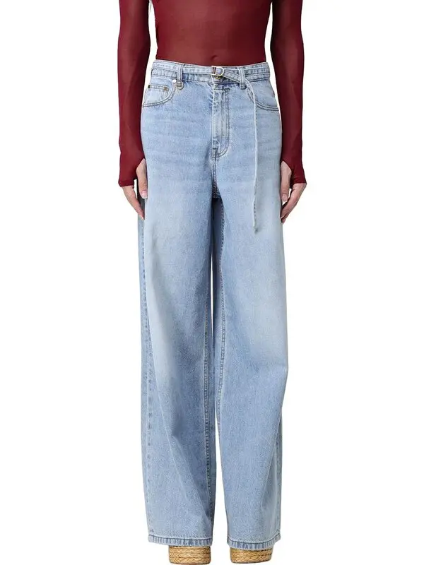 Zimmermann Indra High-waisted Wide-leg Denim Jeans With Belt - Blue