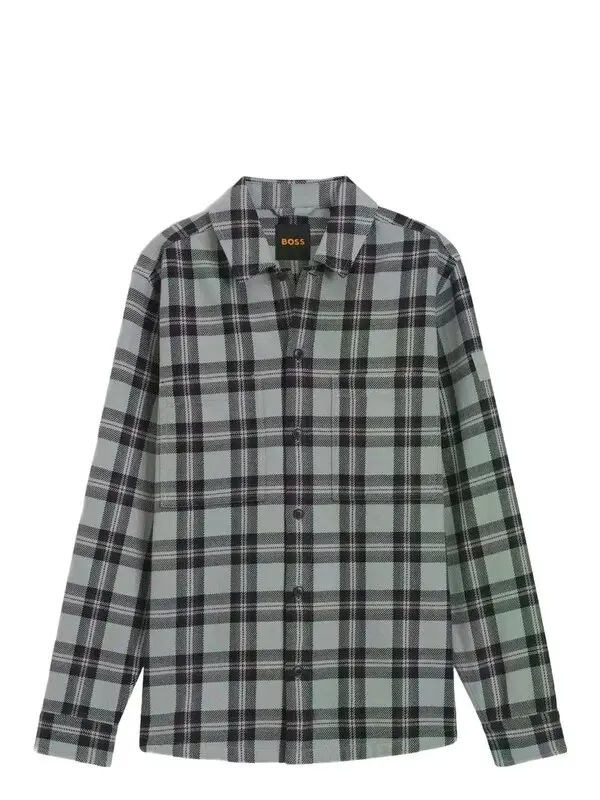 BOSS Oversized-fit Shirt In Checked Cotton - Grey