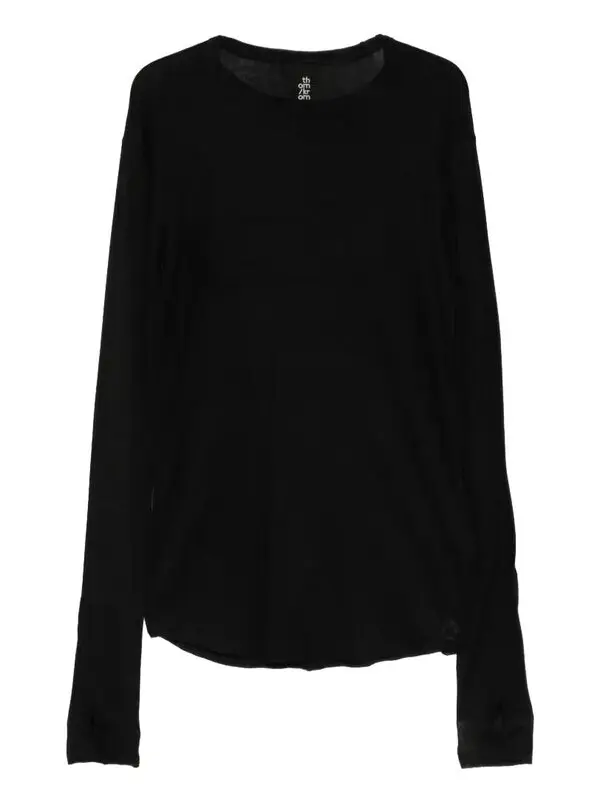 THOM KROM Thumb-slot Raw-edge Long-sleeve T-shirt - Black