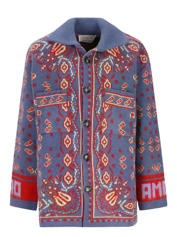 Giada Benincasa Soho Intarsia-knit Button-up Cardigan - Blue