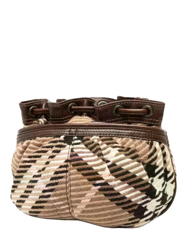 Burberry Wool Drawstring Crossbody Bag - Brown