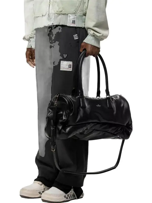 Mihara Yasuhiro Pucker Puffer Duffle Bag In Sheep Leather - Black