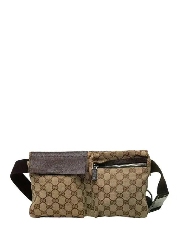 Gucci Gg Canvas Double Pocket Belt Bag - Neutrals