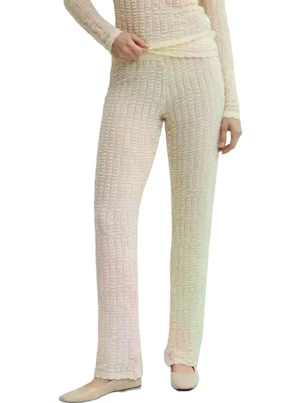RÉSUMÉ Seersucker-effect Straight-leg Trousers - Neutrals