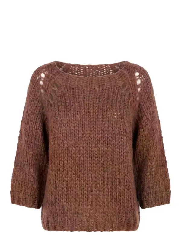 DONDUP Mohair Chunky-knit Sweater With Open-knit Detailing - Brown