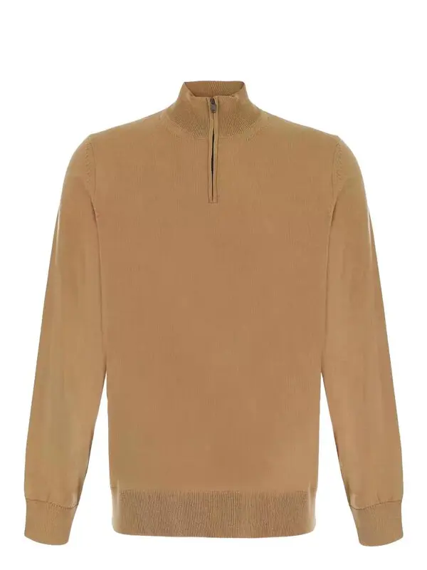 BOSS Quarter-zip Wool Sweater - Neutrals