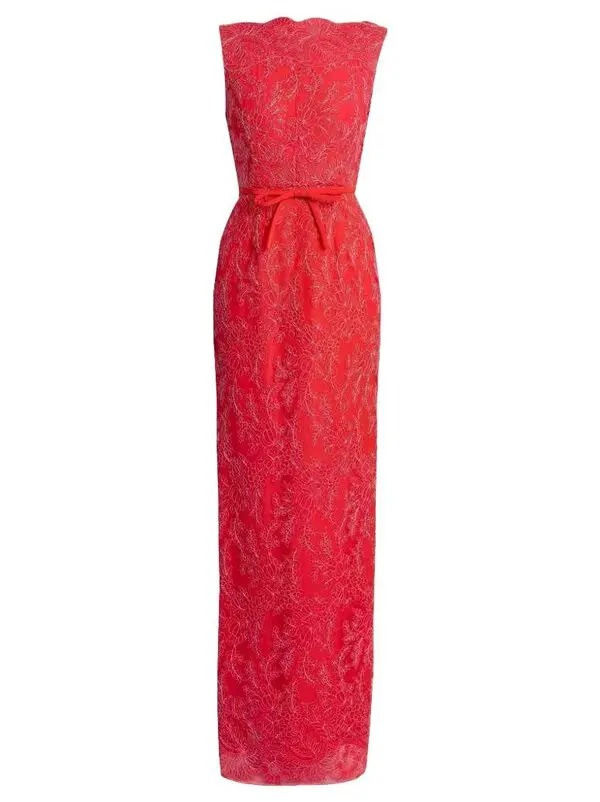 Erdem Floral-lace Sleeveless Gown - Red