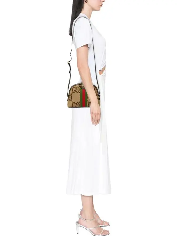 Gucci Ophidia Gg Canvas Web Monogram Crossbody Bag - Neutrals