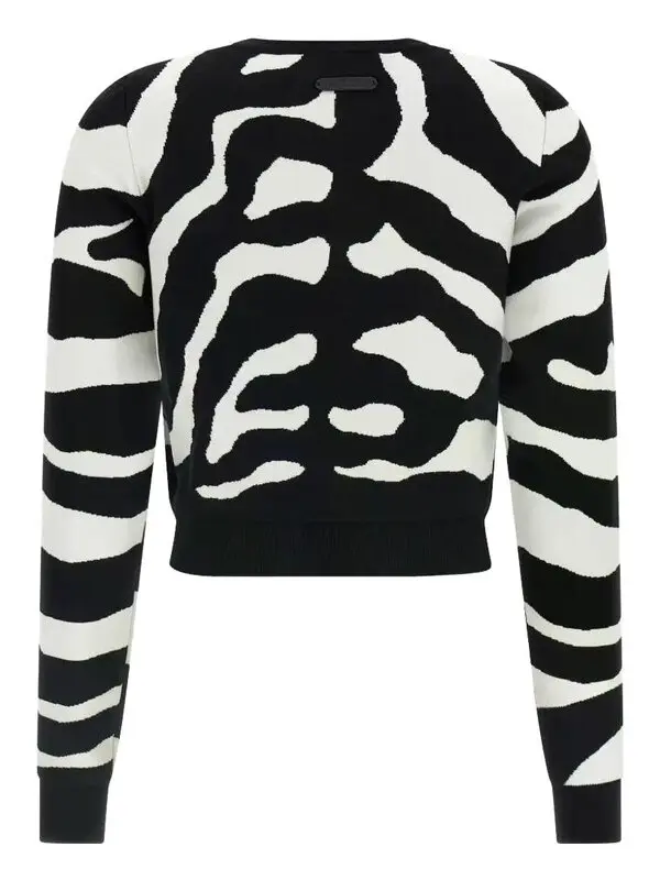 Moschino All-over Zebra Print Long Sleeve Sweater - Black