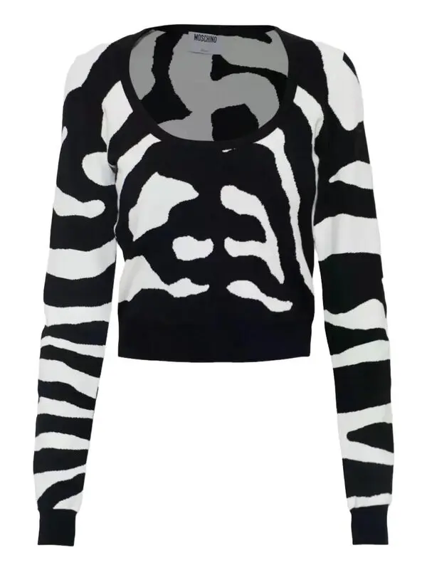 Moschino All-over Zebra Print Long Sleeve Sweater - Black