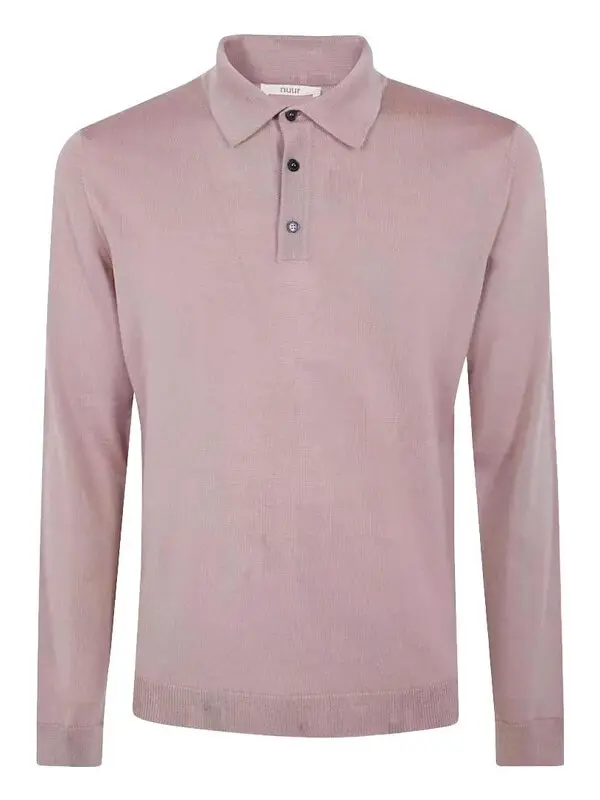 NUUR Long-sleeve Wool Polo Shirt - Pink