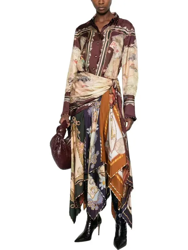 Zimmermann Scarf-print Silk Shirt - Brown