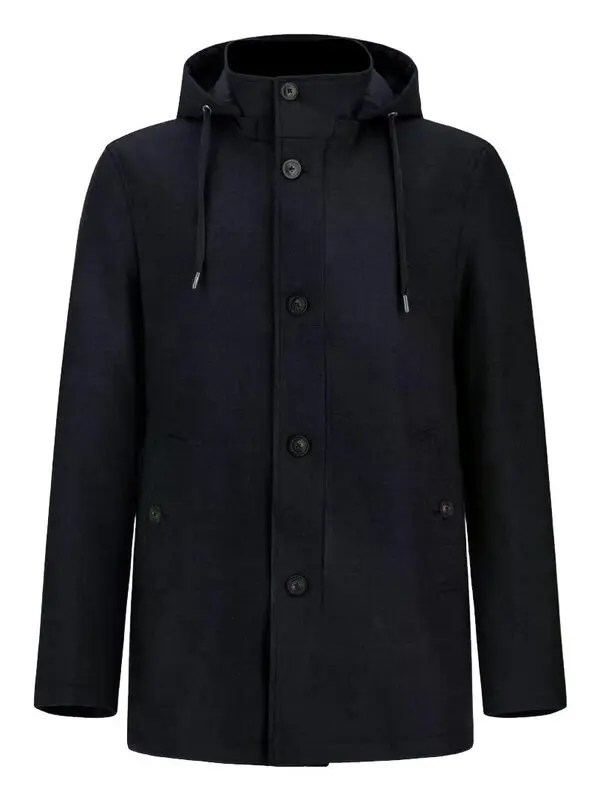 Herno Wool-blend Hooded Parka - Blue