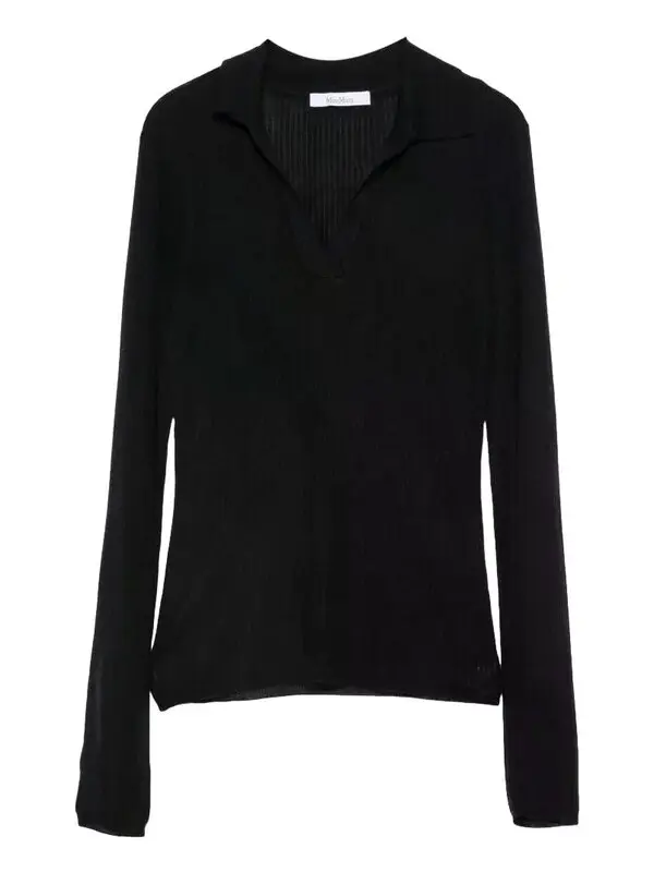 Max Mara Ribbed-knit Polo Sweater - Black