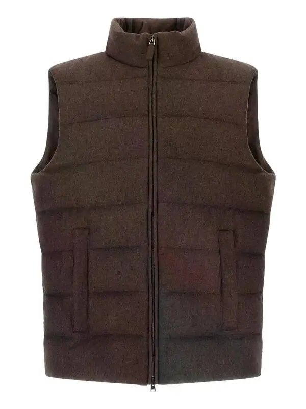 Herno Quilted Cashmere-silk Gilet - Brown