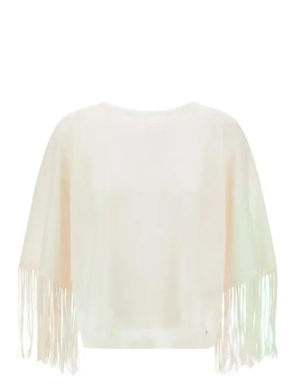 Herno Ecru Stocking-stitch Knit Crew Neck Sweater With Fringe Trim - Neutrals