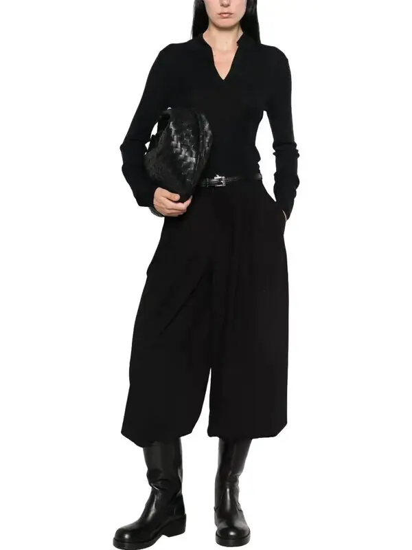Max Mara Ribbed-knit Polo Sweater - Black