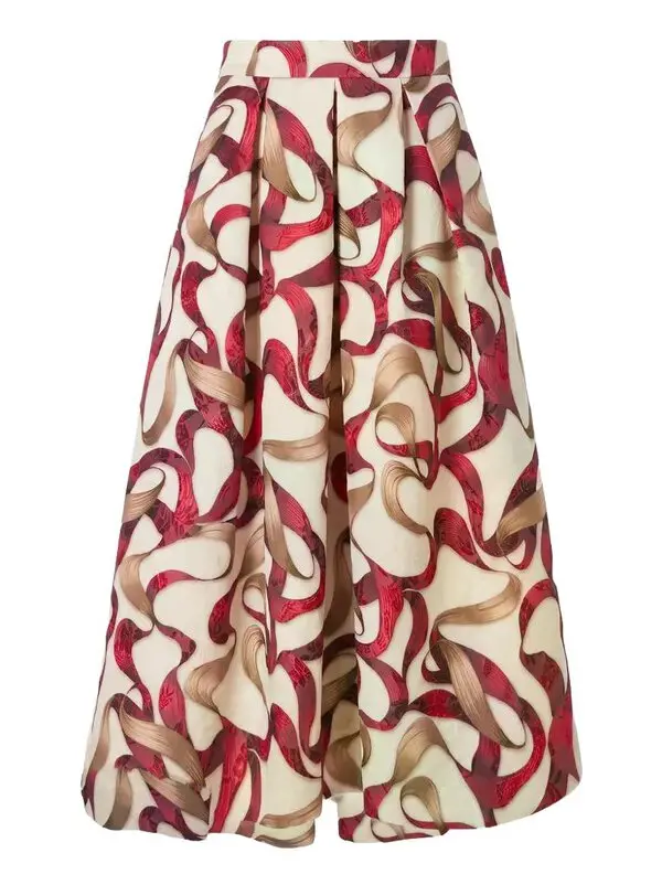 LUNATICA MILANO Cascade Jacquard Pleated Midi Skirt - Neutrals