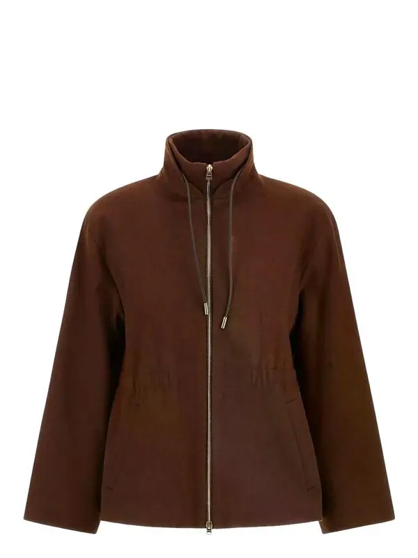Herno Drawstring Neck High Collar Jacket - Brown