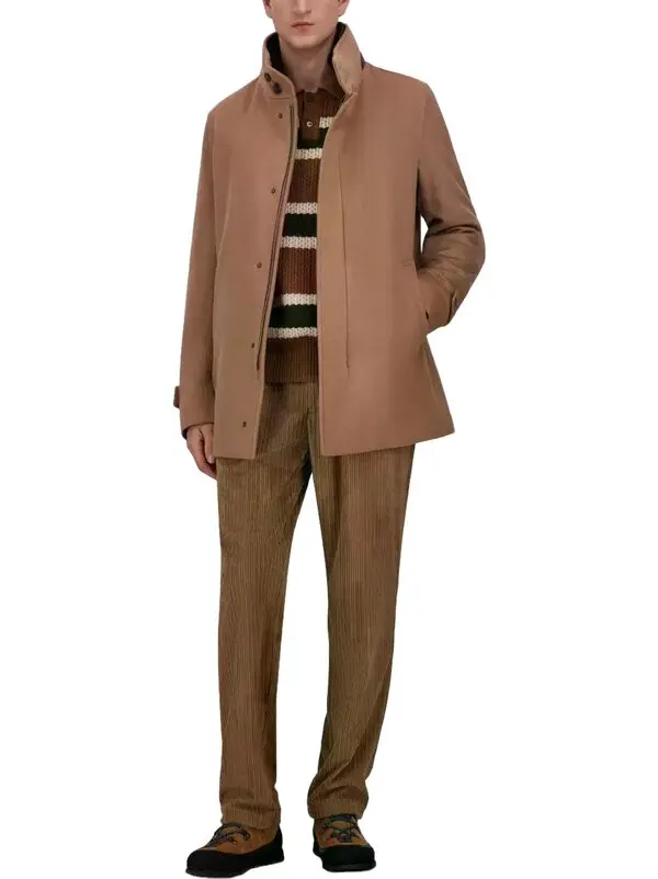Herno Striped Wool Polo Sweater - Brown
