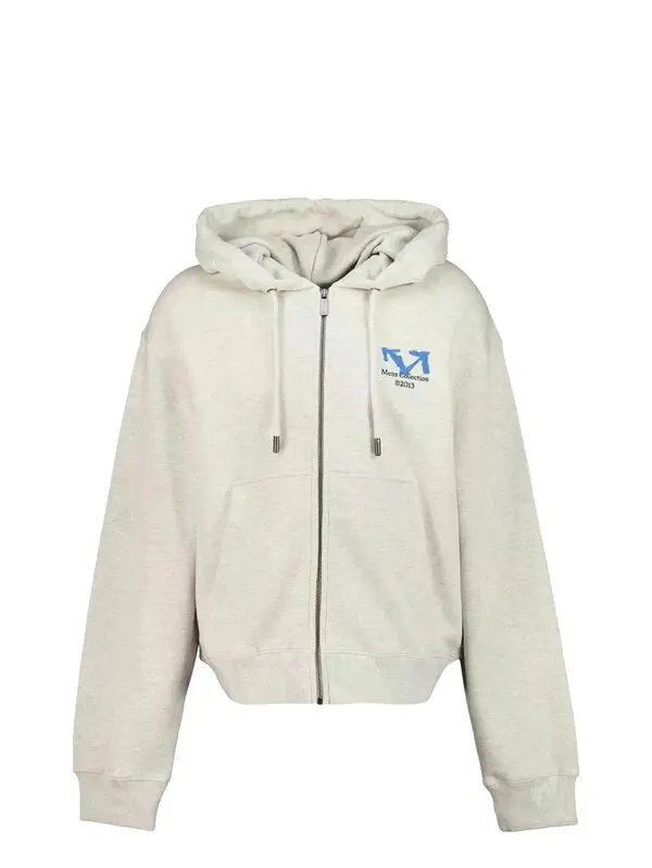 Off-White Logo-print Zip-up Hoodie - Grey