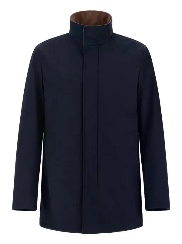Herno High-neck Twill Raincoat - Blue