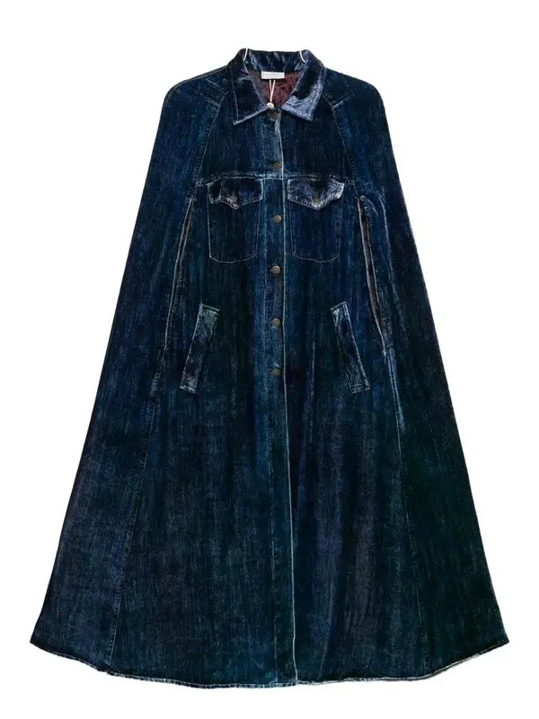 PIERRE-LOUIS MASCIA Panelled Velvet-effect Cape - Blue
