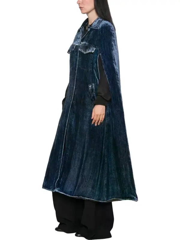 PIERRE-LOUIS MASCIA Panelled Velvet-effect Cape - Blue