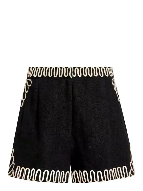 MARIE OLIVER Blanche Rickrack-trimmed Linen Shorts - Black