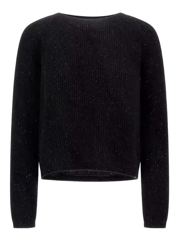 Herno Rib-knit Sheen-finish Crew Neck Sweater - Black