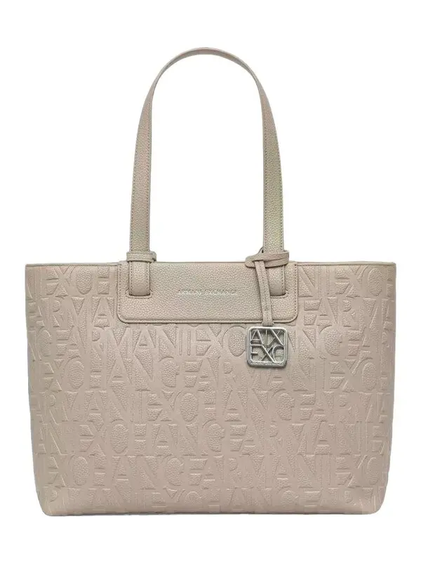 Armani Exchange Logo-embossed Grained Tote Bag - Neutrals