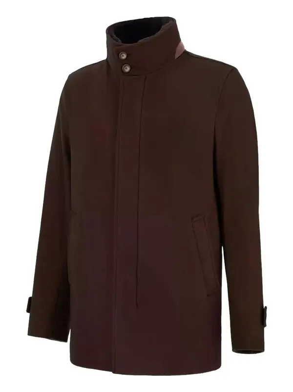 Herno Cashmere Coat With Suede Trim - Brown