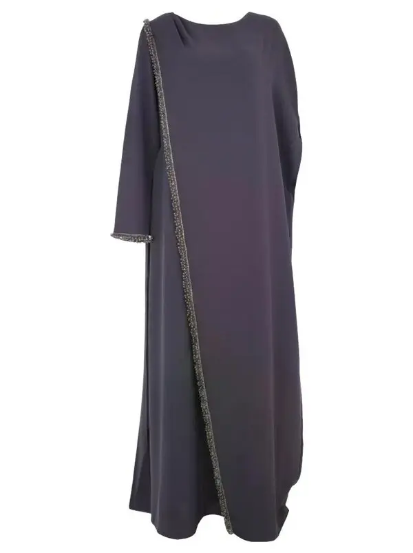 LOODYANA Maxi Dress With Embellished Cape Detail - Grey