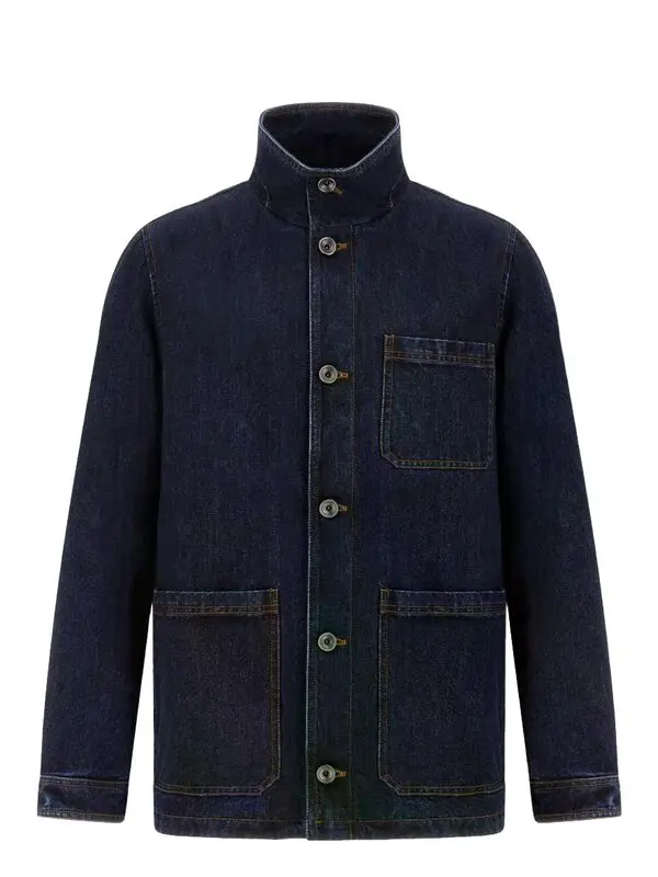 Herno High-neck Denim Shirt Jacket - Blue