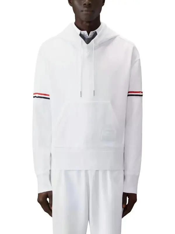 Thom Browne Loopback Jersey Armband Hoodie - White