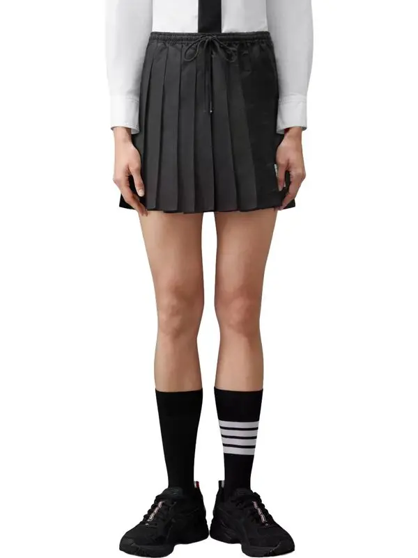 Thom Browne Ripstop Pleated Mini Skirt - Black