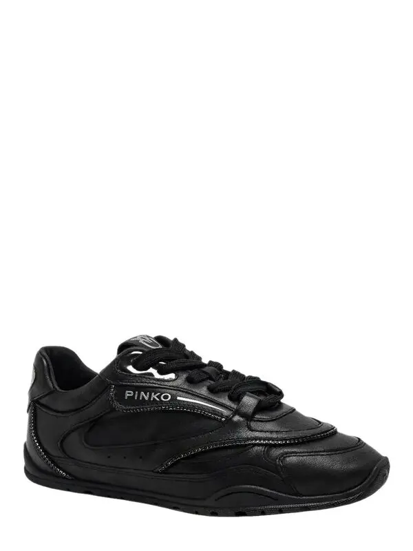 Pinko Logo Print Panelled Sneakers - Black