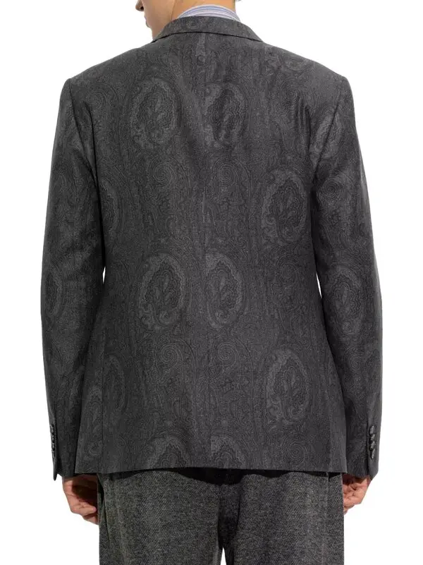 Etro Paisley-print Wool Blazer - Grey