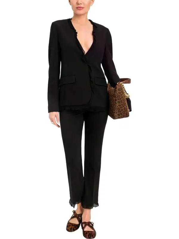 TWINSET Ruffle Trim Trousers - Black