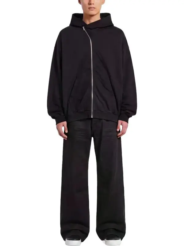 Rick Owens Mountain Asymmetric Zip-up Hoodie - Black